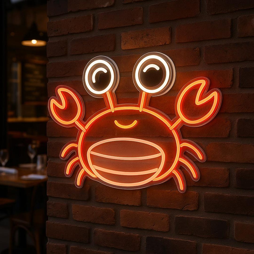 Crab Neon Sign. Seafood Restaurant LED Decor. Shrimp Lovers Gift Idea ...