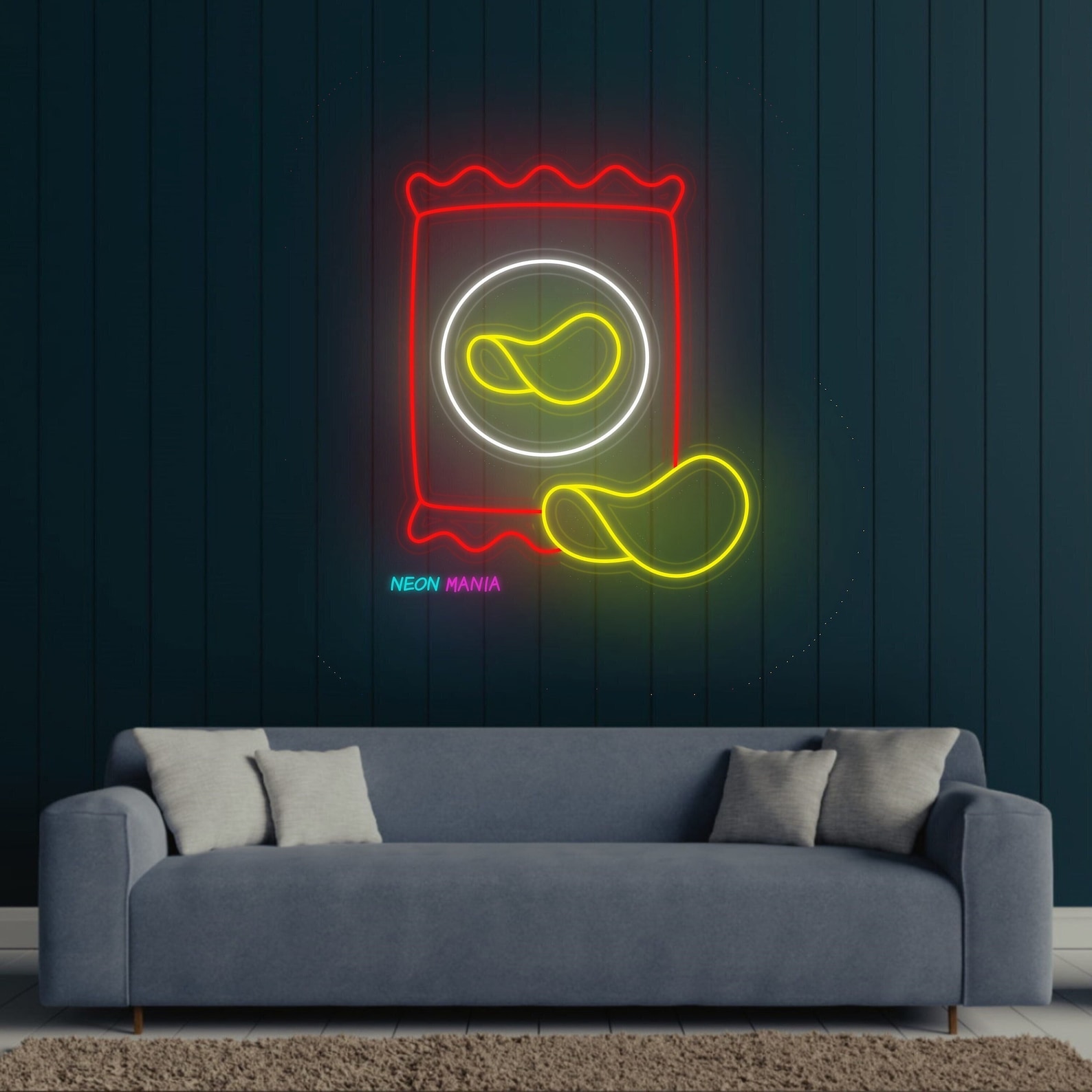Chips Neon Sign Crisps Led Light Potato Chips Bag Neon - Etsy