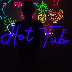 Hot Tub Neon Sign, Hot Tub Led Light, Custom Neon Light Sign, Garden ...