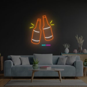 Beer Bottles Neon Sign: Custom Bar Decor or Party Starter - Etsy