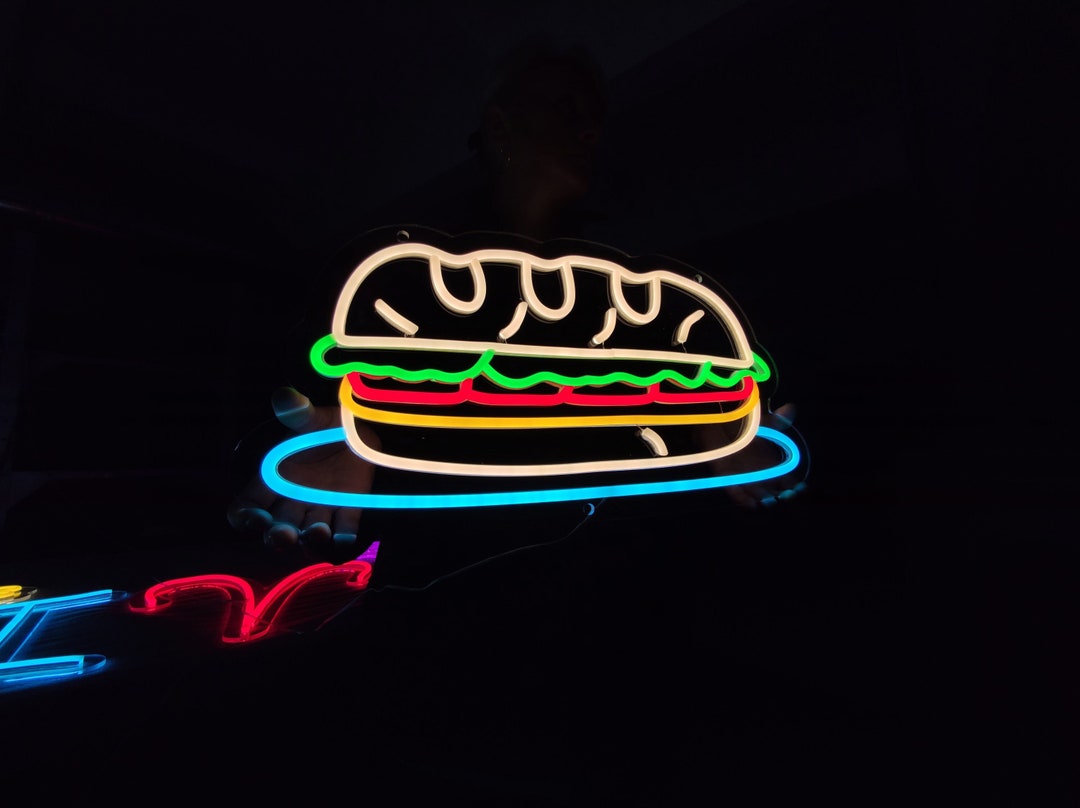 Sandwich Neon Sign, Hoagie Led Sign, Burger Light Sign, Fast Food Neon ...