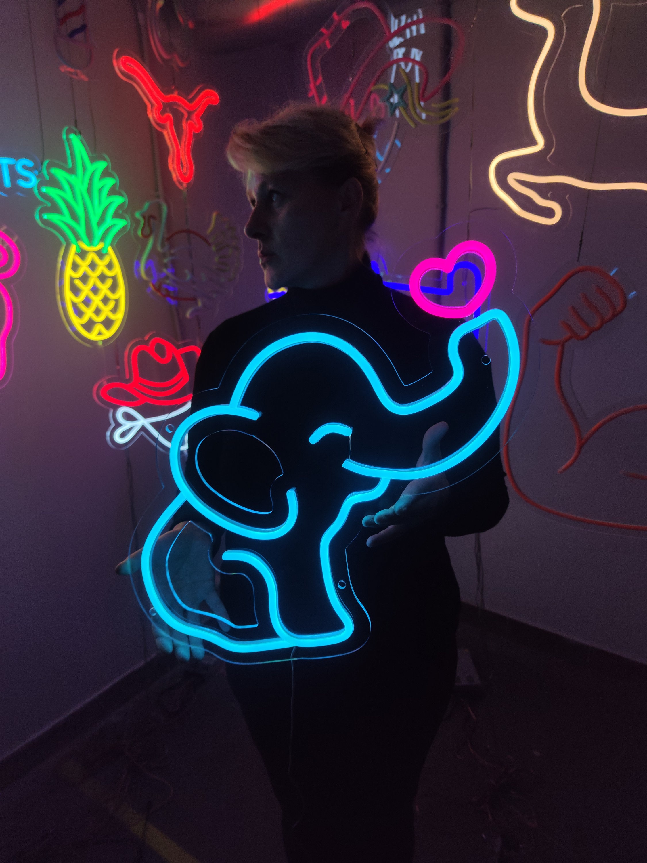 Elephant Neon Sign, Cute Baby Elephant Light Sign, Animal Baby Led Neon ...