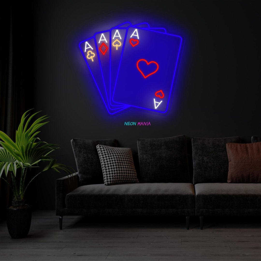 LED Neon Sign - Neon Playing Cards - Eye-catching Decor for Game Rooms ...