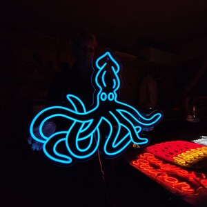 Squid Neon Sign, Octopus Light Sign, Ocean Animals Led Sign, Underwater ...