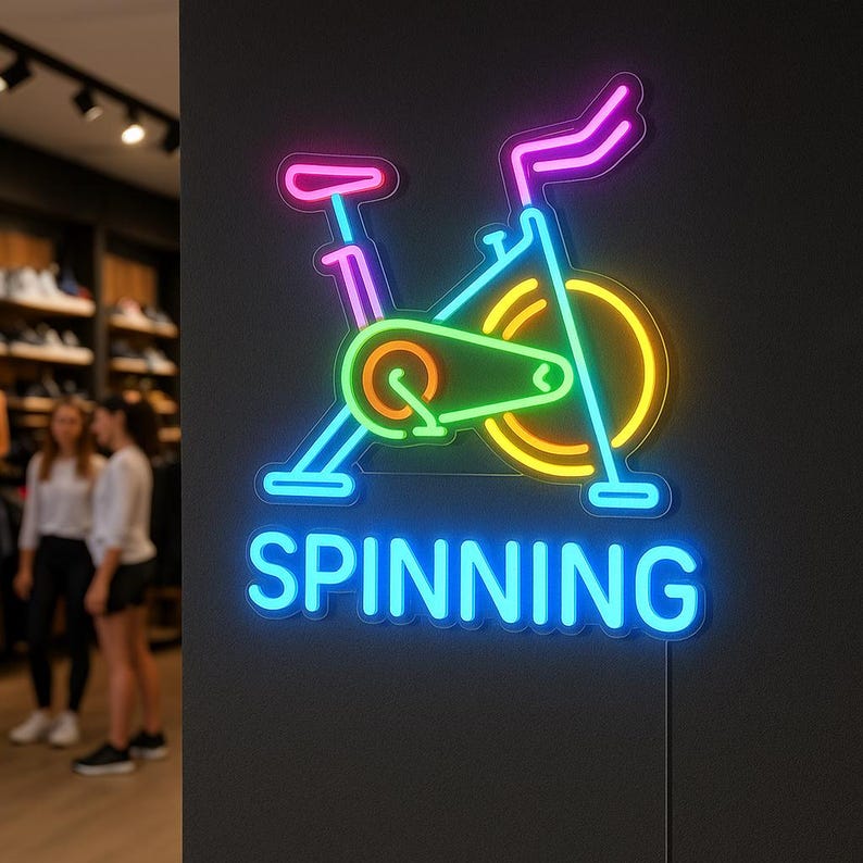 Spinning Neon Sign. Spinbike LED Decor. Cardio Workout Neon Decor ...