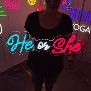 He or She Neon Sign, Baby Shower Led Light, Gender Reveal Party ...