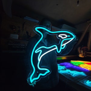 Killer Whale Neon Sign, Seaworld Led Lights, Blue Killer Whale Led Neon ...
