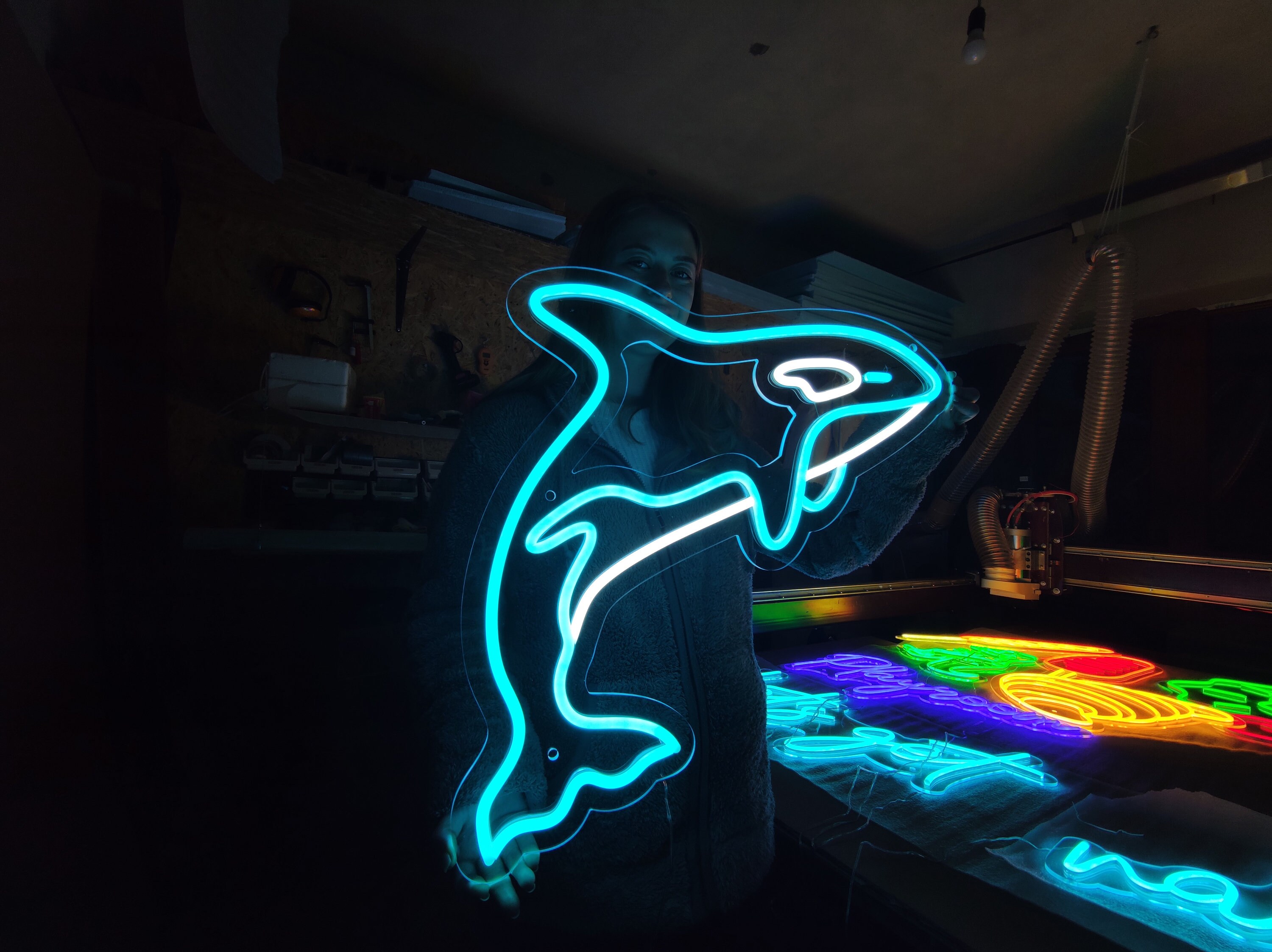 Killer Whale Neon Sign, Seaworld Led Lights, Blue Killer Whale Led Neon ...