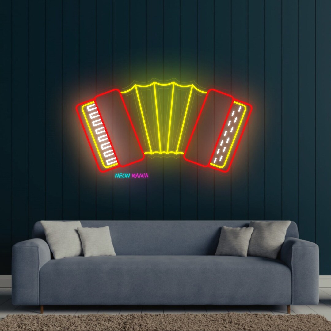 Accordion Neon Sign Keyboard Instrument Led Light Music - Etsy