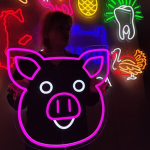 Pig Neon Sign, Pork Led Sign, Piggy Light Sign, Animal Neon Light ...