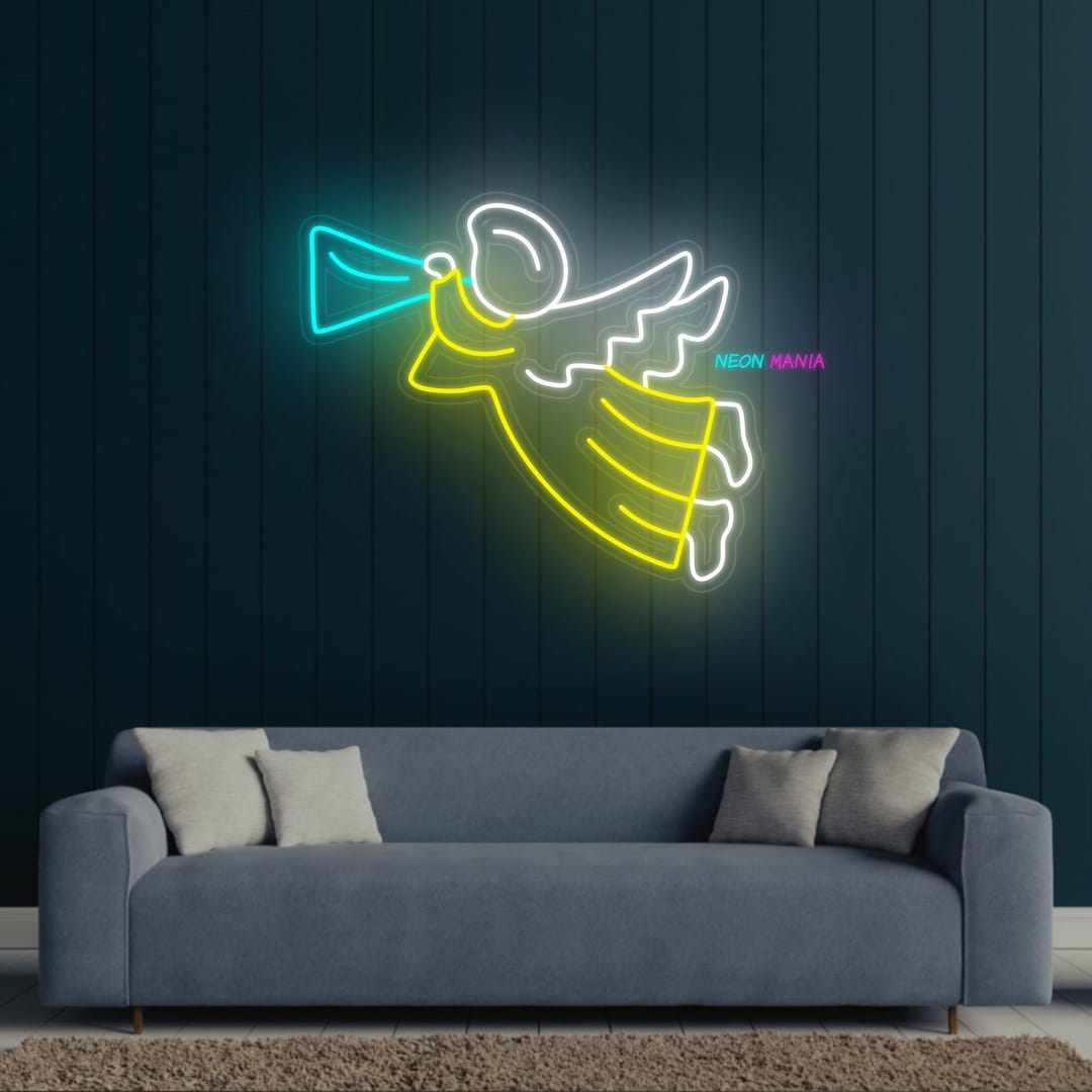 Angel With a Trumpet Neon Sign, Angel Led Sign, Trumpet Led Light ...