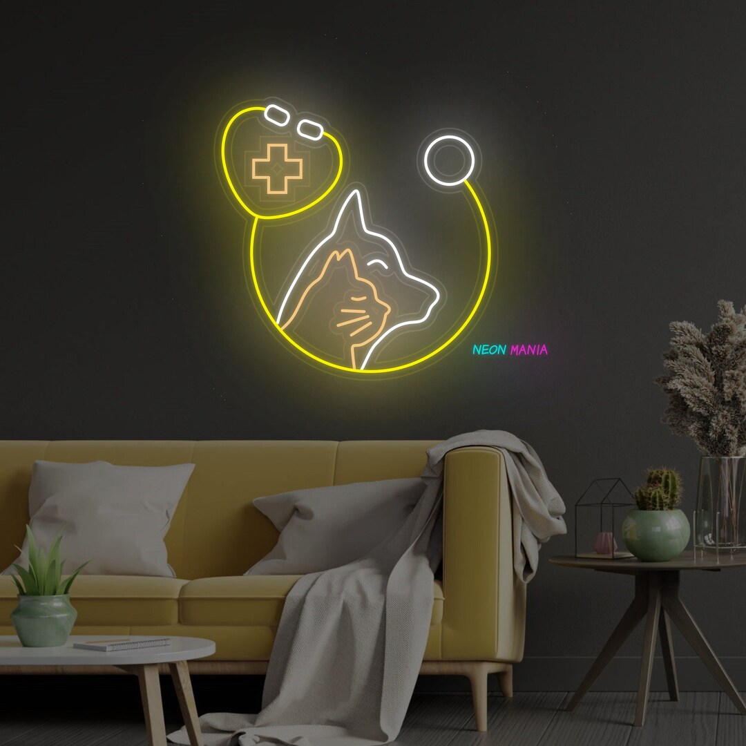 Veterinary Clinic Neon Sign: Light up Pet Care. Veterinarian Light ...