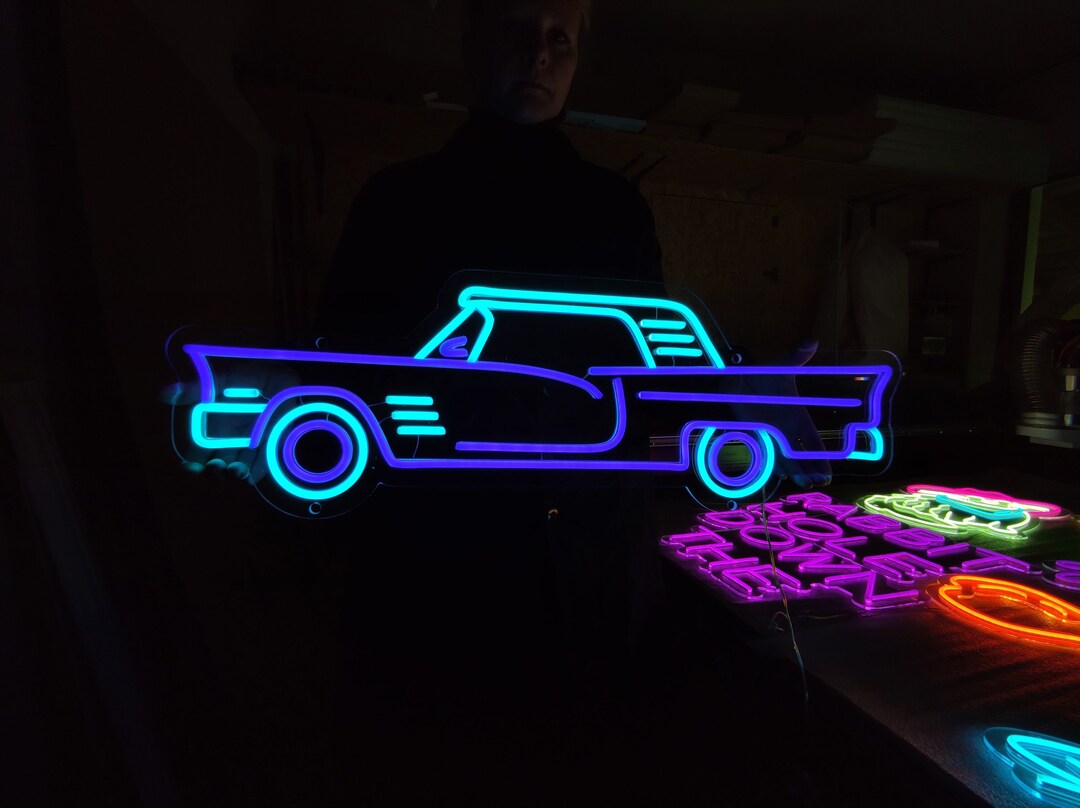 Car Neon Sign, Custom Vintage Led Light up for Bedroom Salon Bar Gym ...
