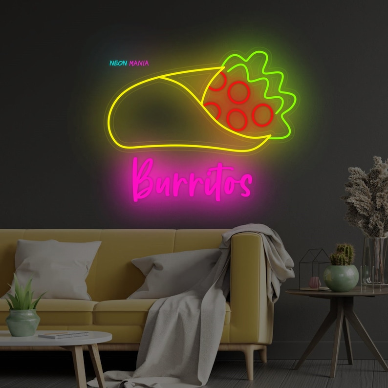 Burritos Neon Sign Shawarma Led Sign Pita Led Light Custom - Etsy