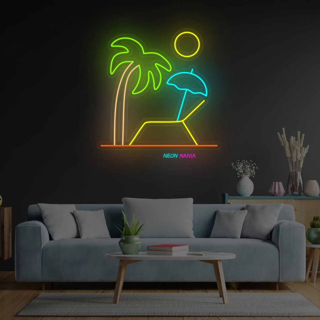 Vacation Neon Sign: Light up Your Travel Agency. Summer Vacation Led ...