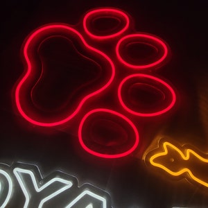 Paw Neon Sign, Dogs Paw Neon Light, Custom Cats Paw Led Sign, Pet Led ...
