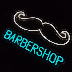 Barbershop Neon Sign, Mustache Led Neon, Barber Salon Led Light, Custom ...