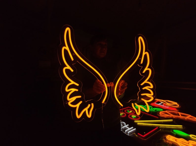 Angel Wings Neon Sign Wings Led Sign Angel Led Light Custom - Etsy