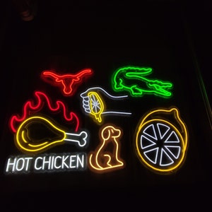 Hot Chicken Neon Sign, Chicken Leg Neon Light, Fried Chicken Leg Light ...