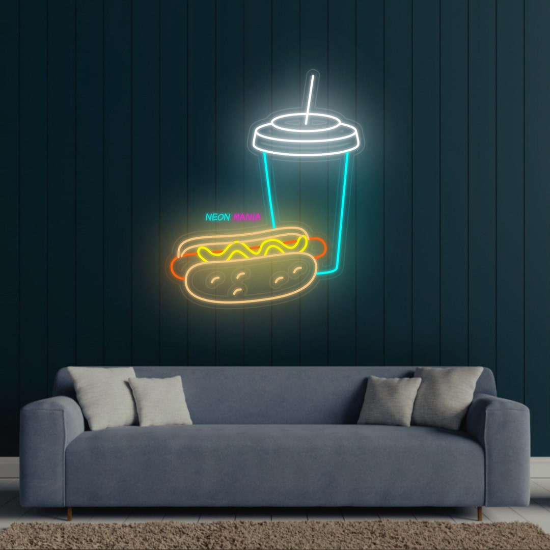Hot Dog Neon Sign, Soda Led Neon, Drink Led Light, Fast Food Light up ...