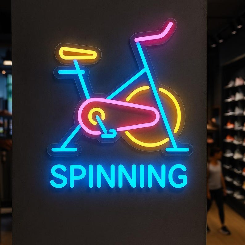 Spinning Neon Sign. Spinbike LED Decor. Cardio Workout Neon Decor ...