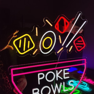 Poke Bowl Neon Sign, Bowl Led Light, Led Restaurant Sign, Neon Hawaiian ...
