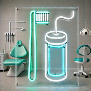 Custom Dental Clinic Neon Sign. Toothbrush and Toothpaste, Tooth, Smile ...