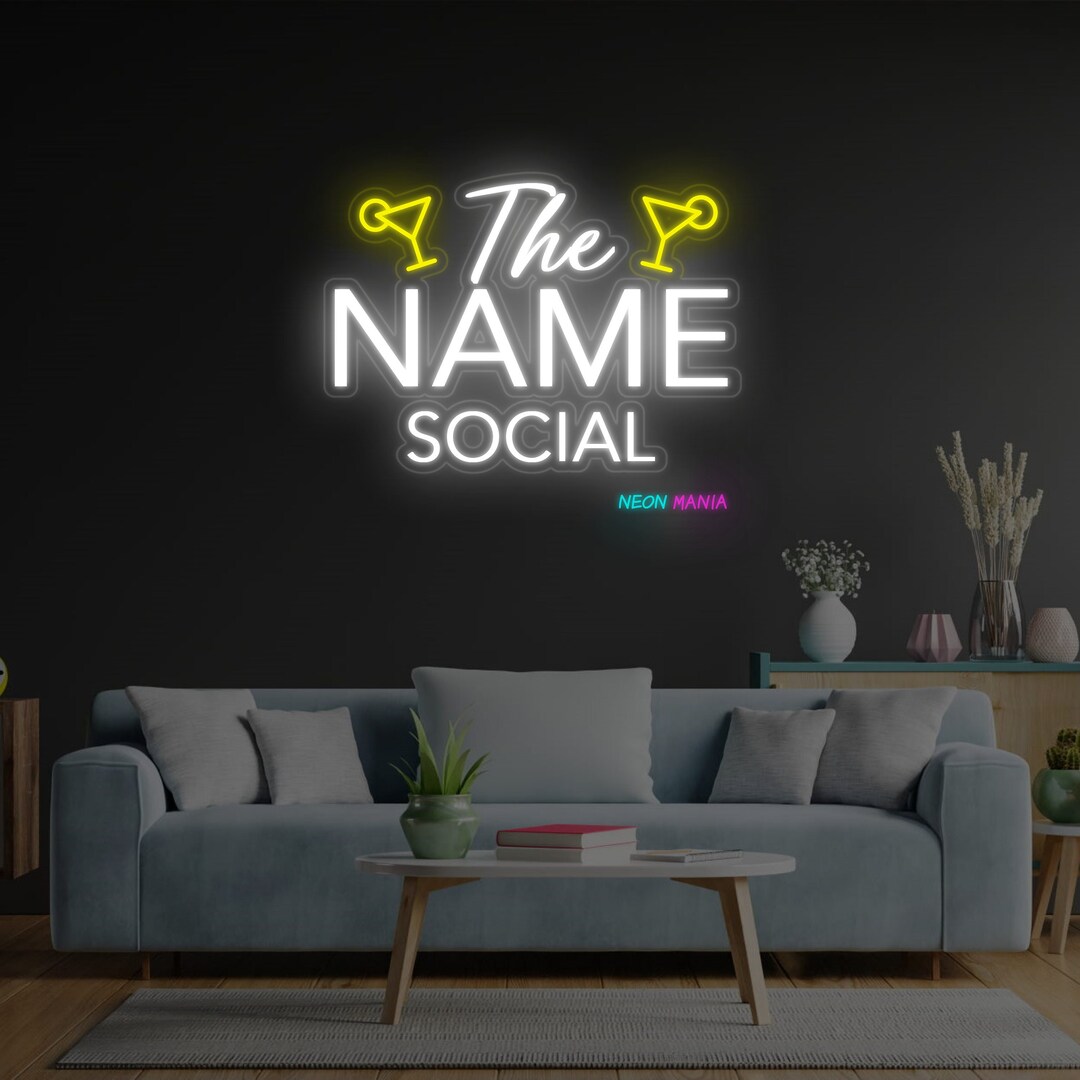 Custom the Name Social Neon Sign: Light up Your Hub. Custom Bar Led ...