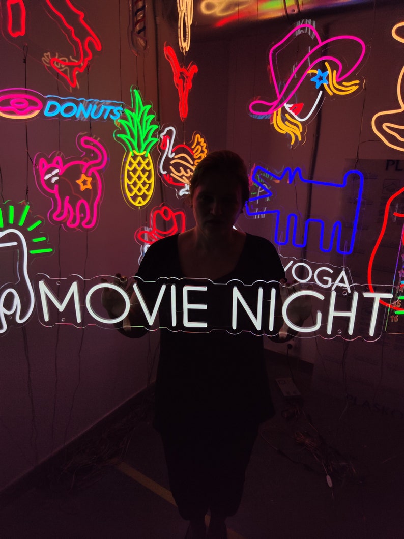 Movie Night Neon Sign, Led Cinema Sign, Light Home Theater Sign, Neon ...