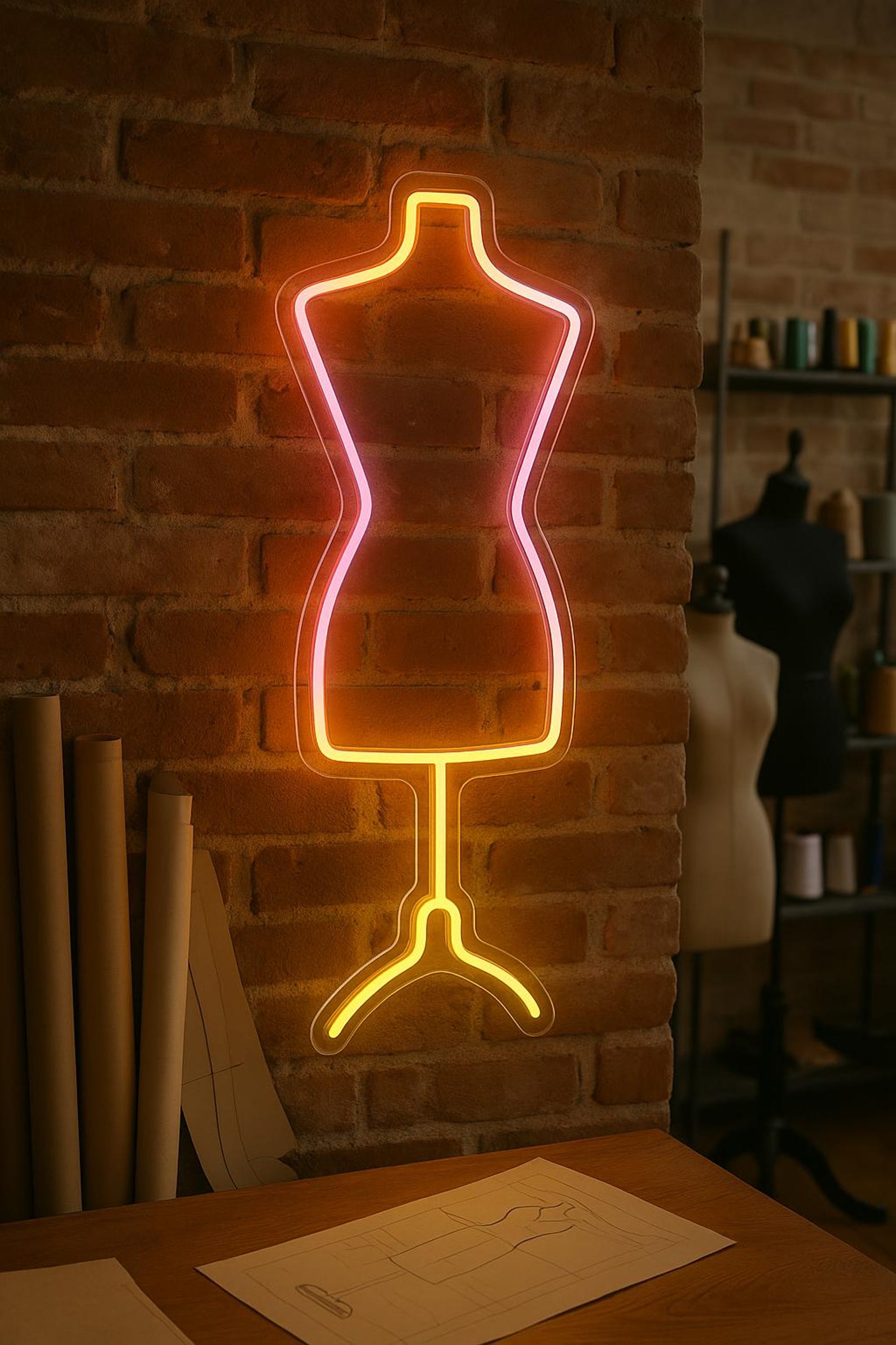 Tailor Mannequin Neon Sign. LED Decor for Tailoring Studio. Neon Decor ...