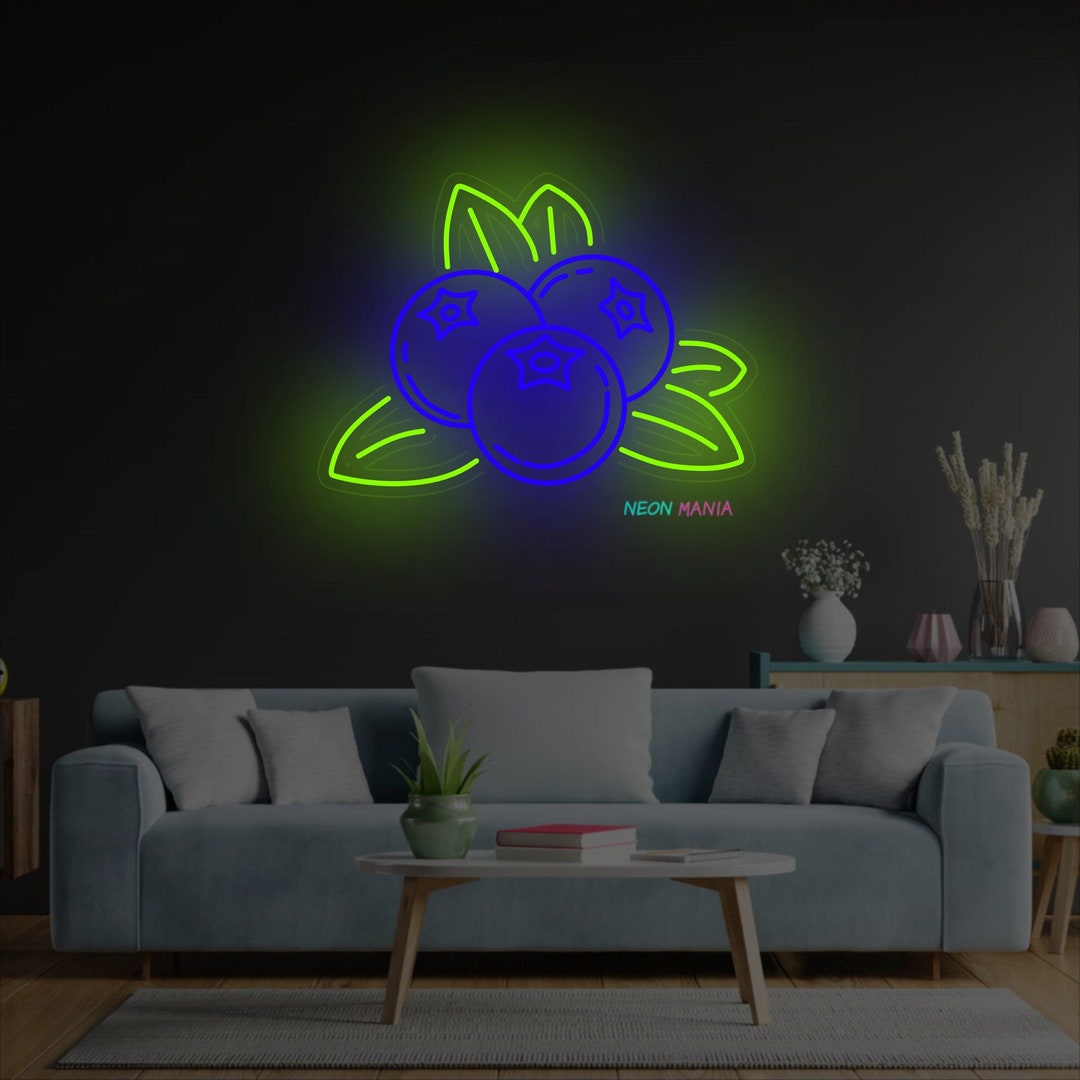 Blueberries Neon Sign, Bilberries Neon Light, Berries Led Light, Custom ...