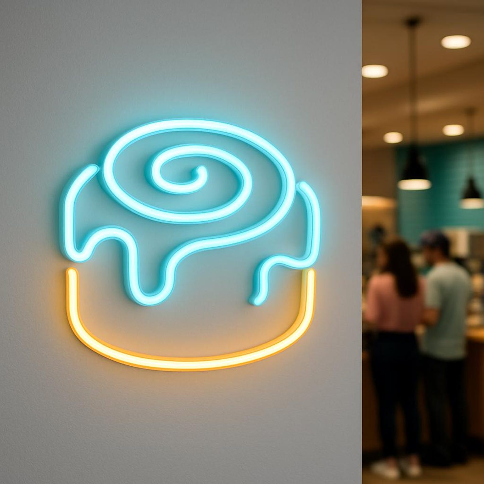 Cinnabon Neon Sign. Cafe Light. Bakery Led Sign. Cinnabon With Cinnamon ...