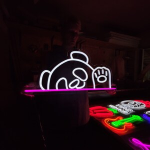 Panda Neon Sign, Panda Waves Neon Light, Animal Led Light, Custom Panda ...