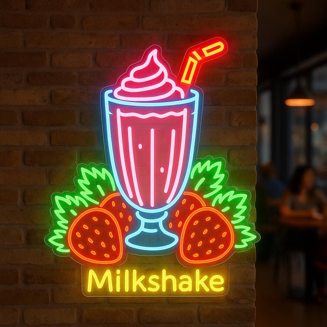 Milkshake Neon Sign. Dairy Product Neon Sign. Cafe LED Decor. Sweet ...