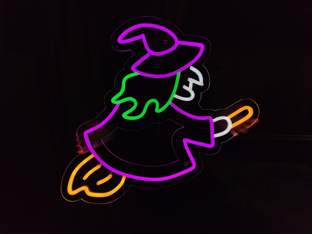 Witch Neon Sign Halloween Light Sign Harridan Led Light - Etsy