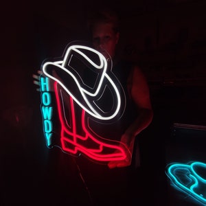Cowboy Boot Neon Sign Cowboy Hat Light Sign Cowboy Shoe Led - Etsy