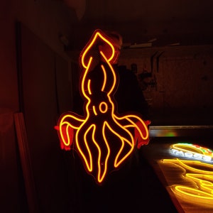 Squid Neon Sign, Ocean Animals Led Sign, Underwater World Inhabitants ...
