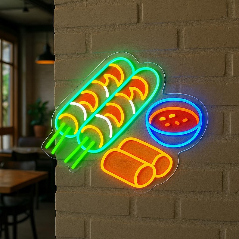 Spring Rolls Led Neon Sign. Chinese Cuisine Wall Decor. Healthy Spring ...