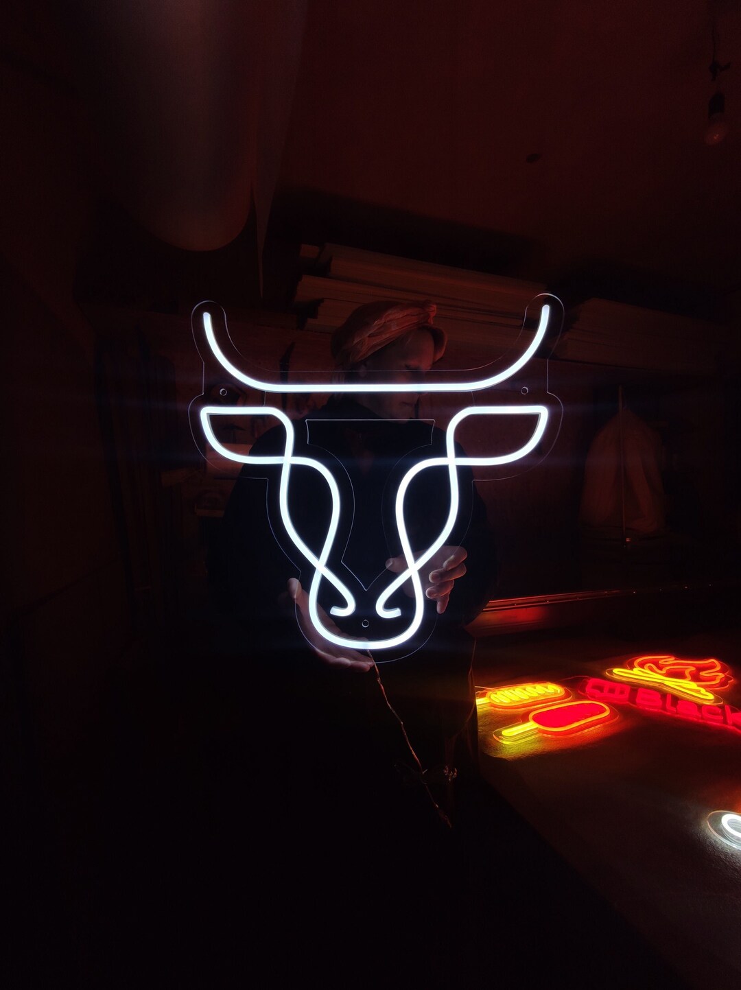 Bull Neon Sign Bull Head Led Neon Bull Light Sign Animal - Etsy