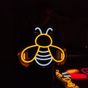 Bee Neon Sign, Bee Led Neon Light, Api Honeybee Led Night Light Sign for Home Decor Beekeeping ...