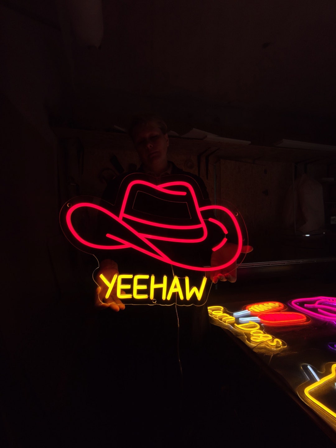 Cowboy Hat Neon Sign, Cowboy Led Neon Sign, Western Neon Light, Neon ...