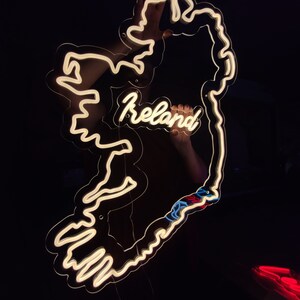 Ireland Map Neon Sign, the Second-largest Island of the British Isles ...