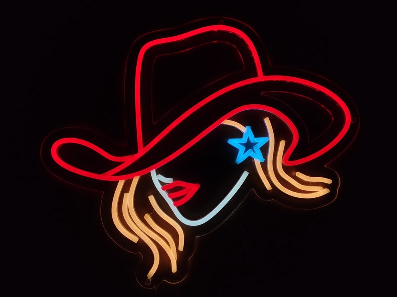 Cowgirl Neon Sign Girl in a Cowboy Hat Led Neon Light Woman - Etsy