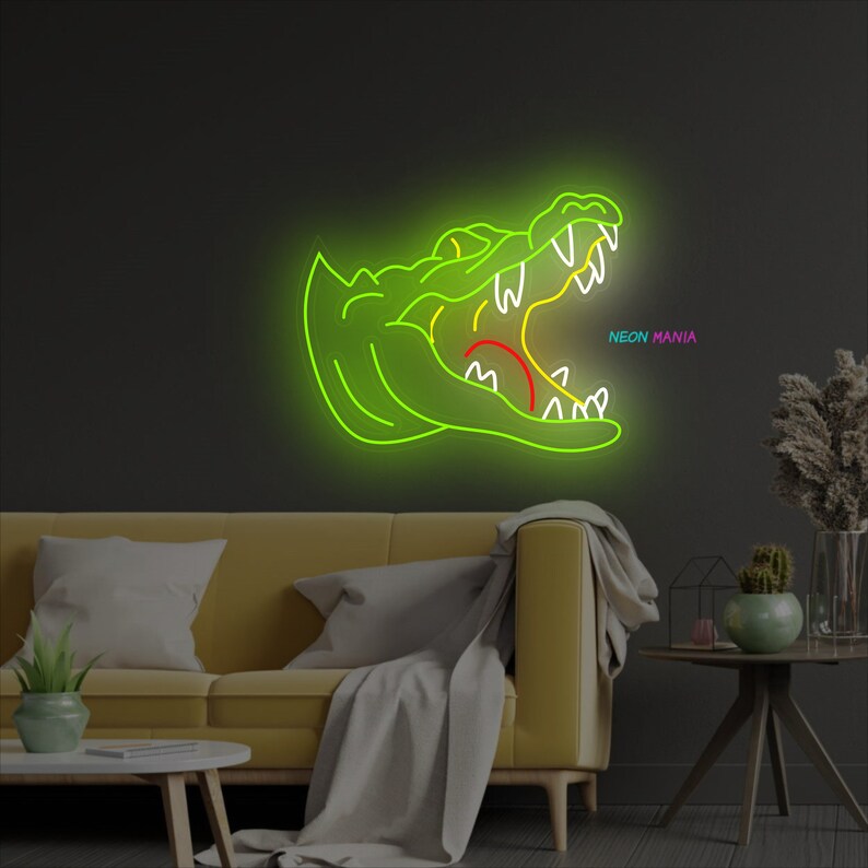 Crocodile Neon Sign Alligator Led Neon Light Croc Led Light | Etsy