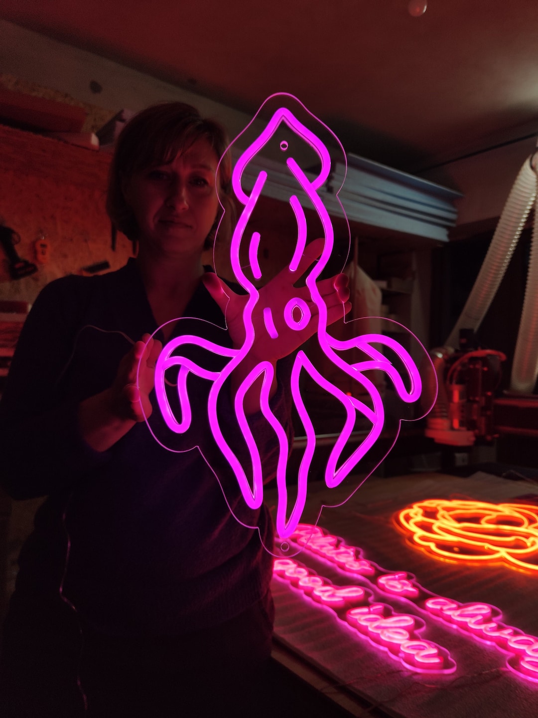 Squid Neon Sign, Ocean Animals Led Sign, Underwater World Inhabitants ...