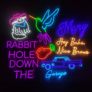 Down the Rabbit Hole Neon Sign, Down the Rabbit Hole Led Light Sign ...