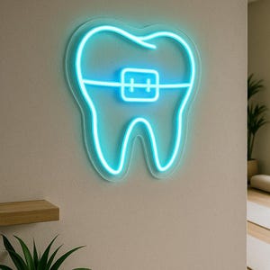 Tooth With a Brace Neon Sign. Teeth Braces Led Neon. Dental Braces Led ...