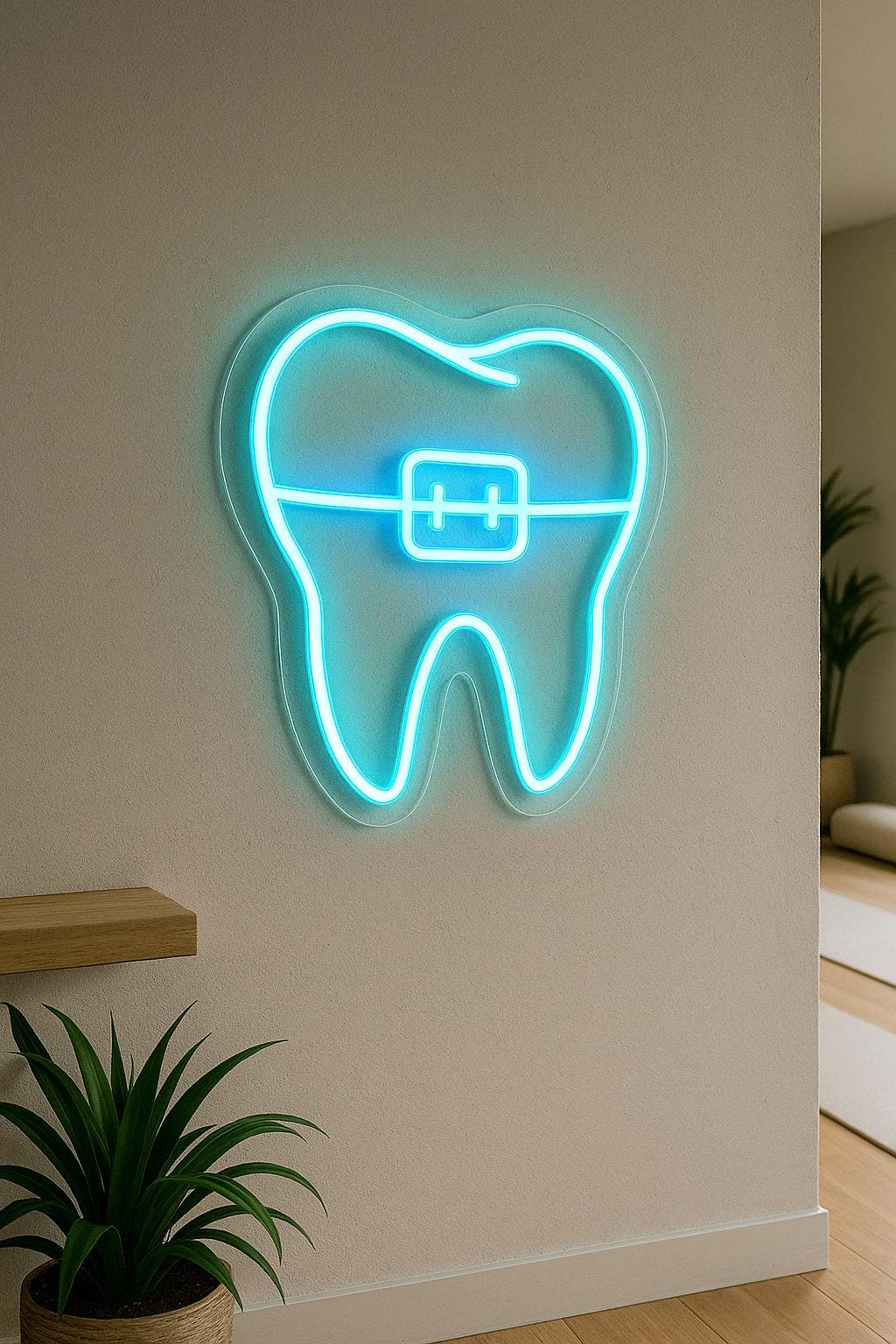 Tooth With a Brace Neon Sign. Teeth Braces Led Neon. Dental Braces Led ...