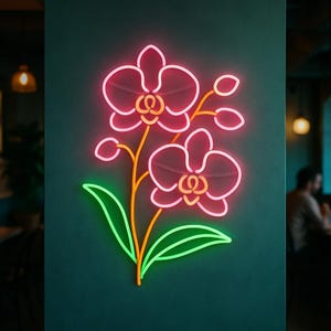 Orchid Neon Sign: Custom Floral Shop Decor Light - Etsy