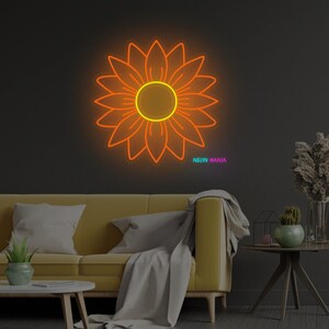 Sunflower Neon Sign: the Perfect Flower Home Decor - Etsy